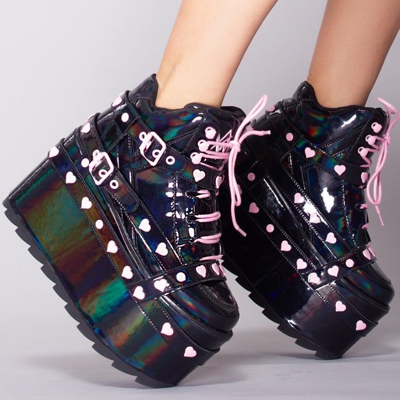 YRU | Shoes | Qozmo Bondage Heart In Black Hologrampink | Poshmark